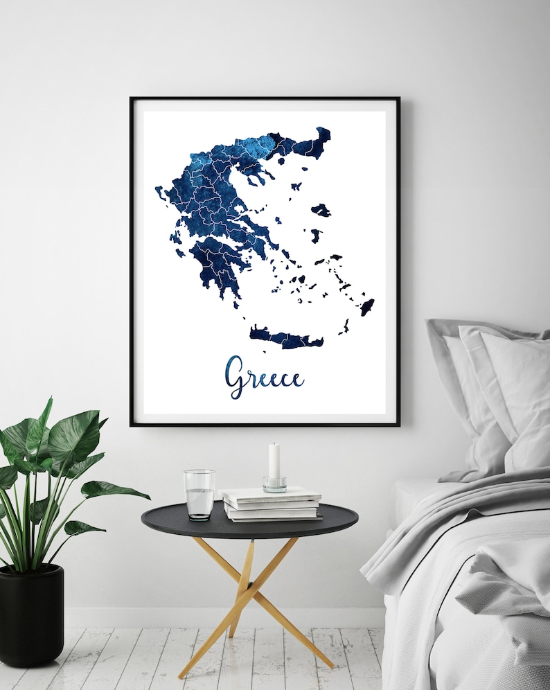 Greece Map Printable, Greece Wall Art, Wanderlust Gift, Greece Print ...