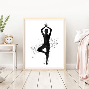 Yoga Art Yoga Tree Pose Yoga Poster Yoga Pose Yoga Print - Etsy