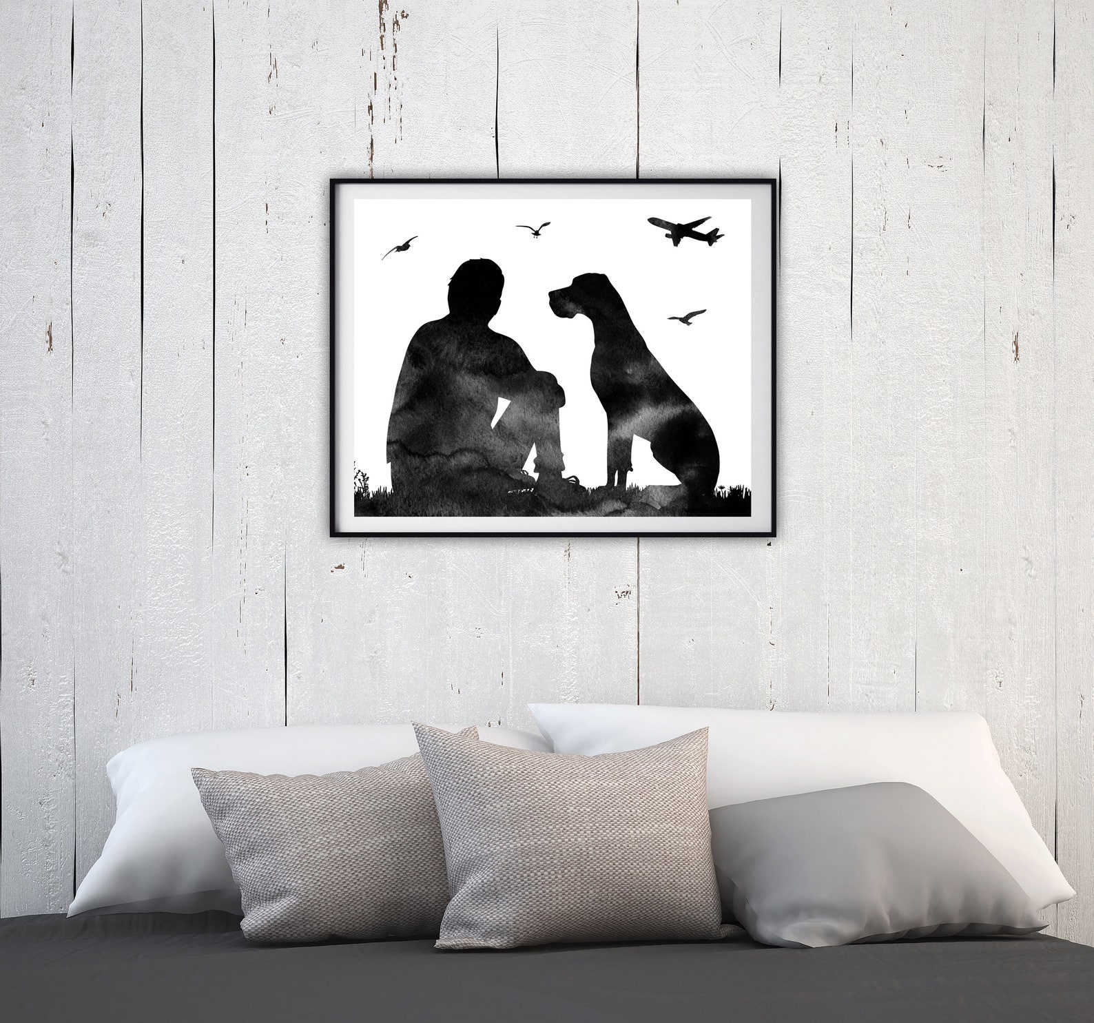 Man Sitting With a Great Dane Printable Gift for Him Man and - Etsy