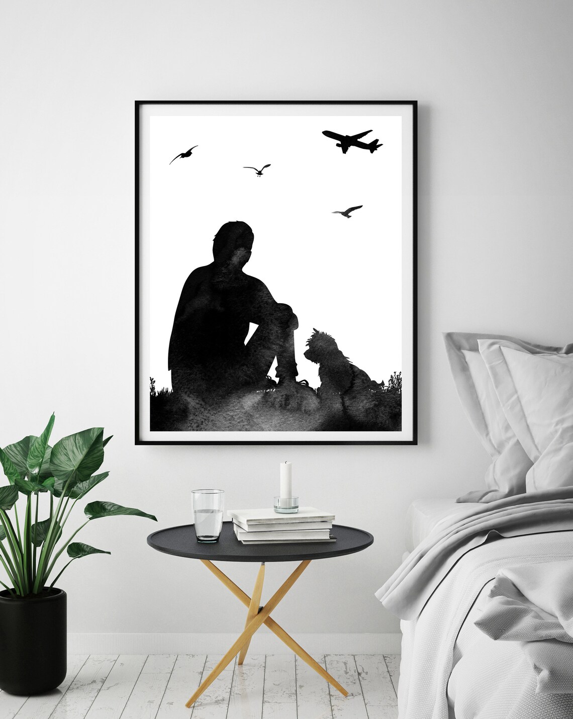 Man and Dog Art Man and Cairn Terrier Black Watercolor - Etsy