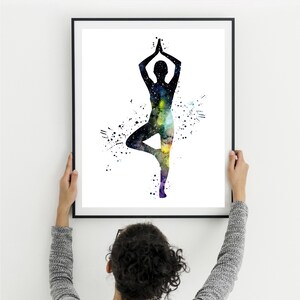 Yoga Art Yoga Tree Pose Yoga Poster Yoga Pose Yoga Print - Etsy