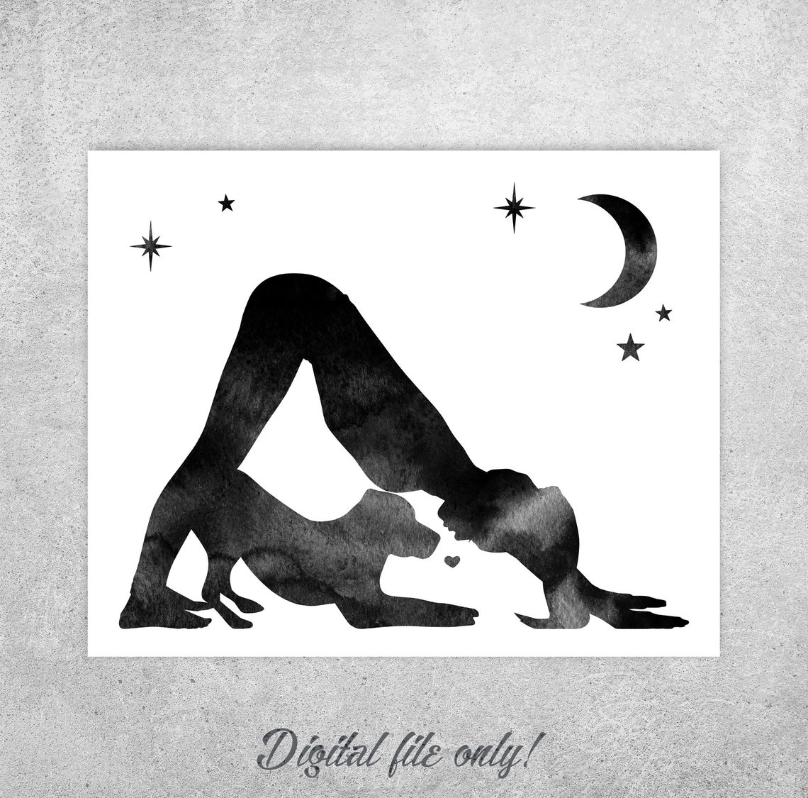 Yoga Art Yogi Yoga Poster Yoga Pose Woman and Labrador - Etsy