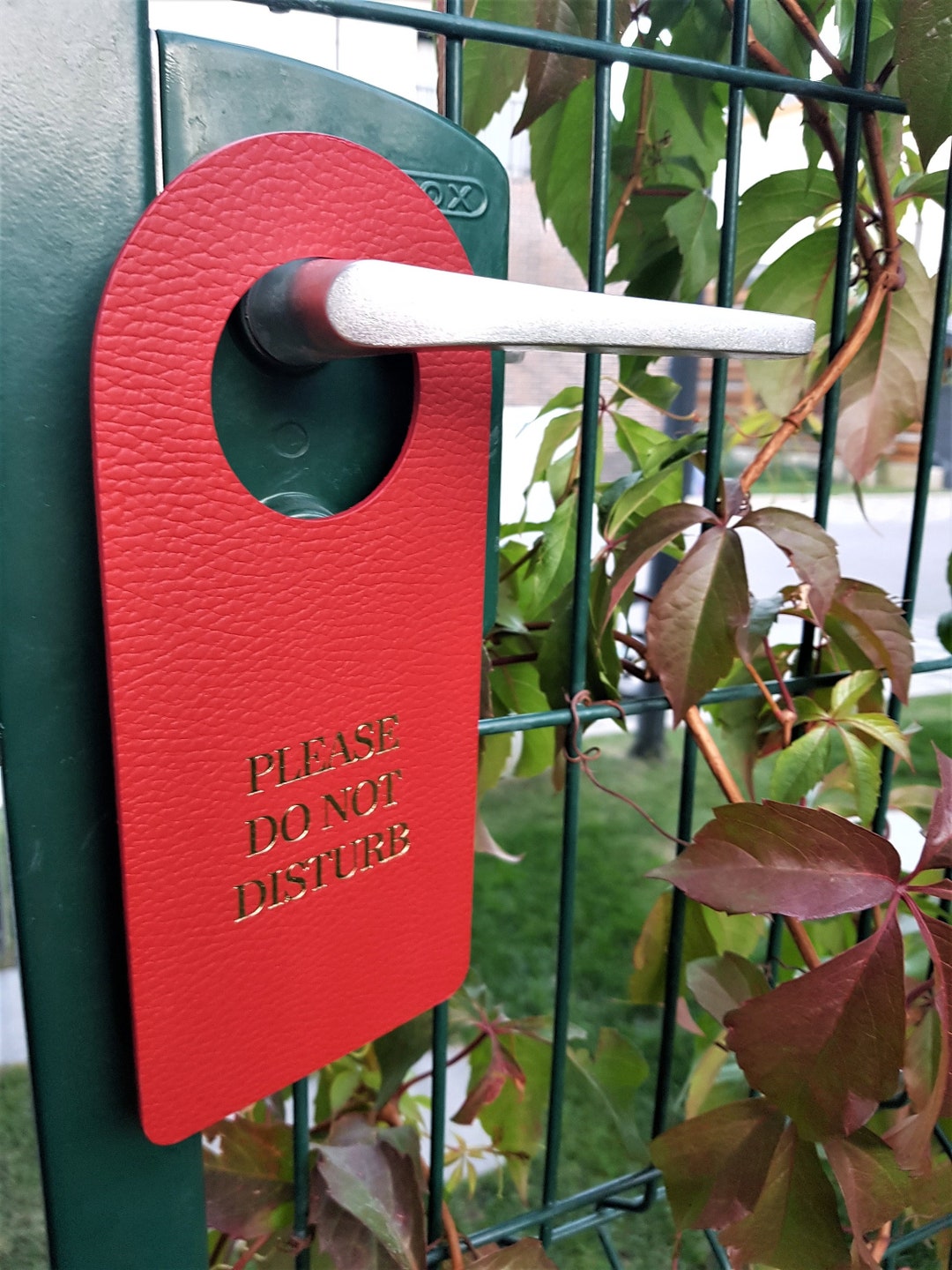 Red Leather Door Hanger Sign: Golden Foil 'do Not Disturb' or 'service ...