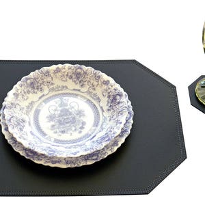 Black Placemats Octagon / Table Mats and Coasters Made of Recycled ...