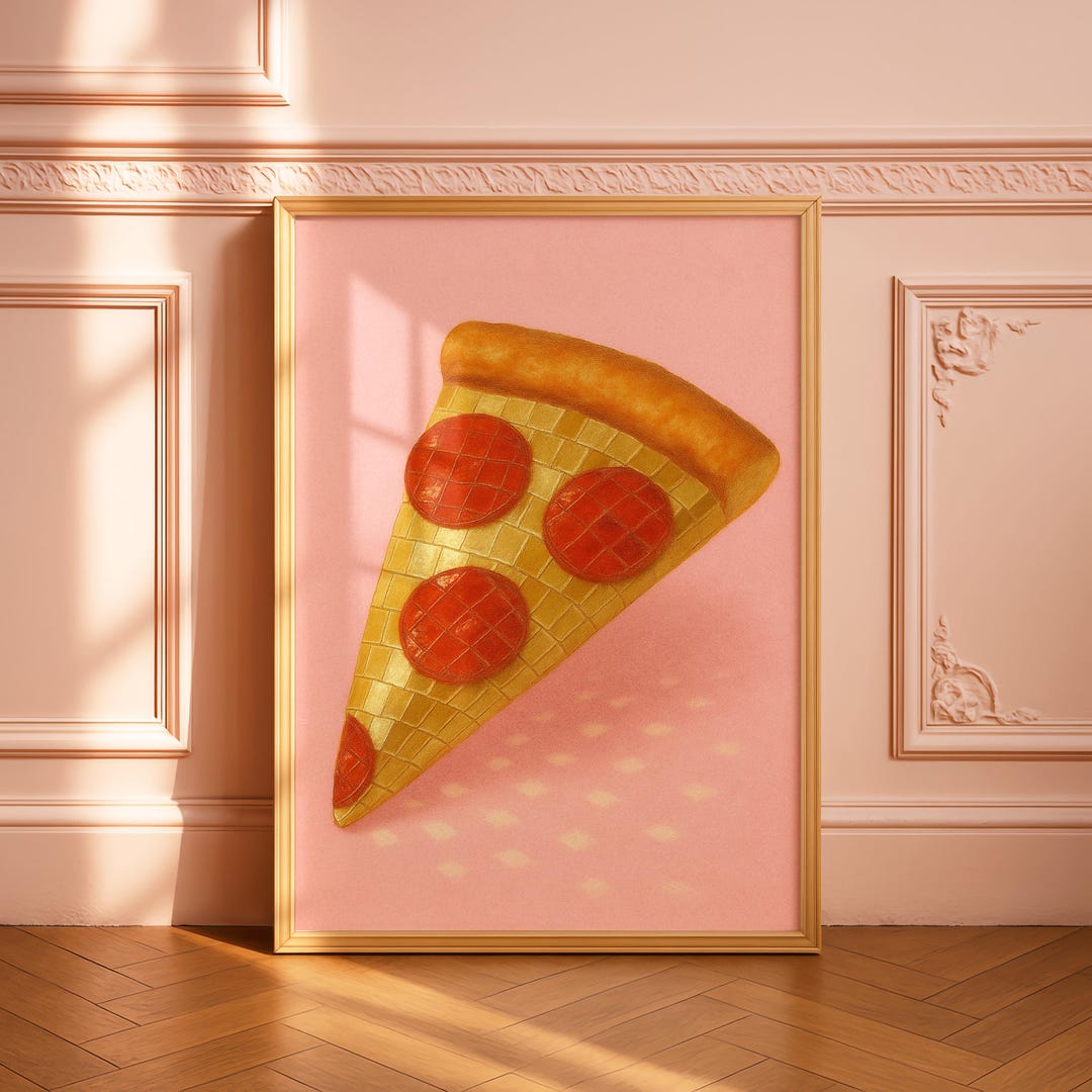 Disco Pizza | Funky Girly Wall Art | Pepperoni Slice With Disco Tiles ...