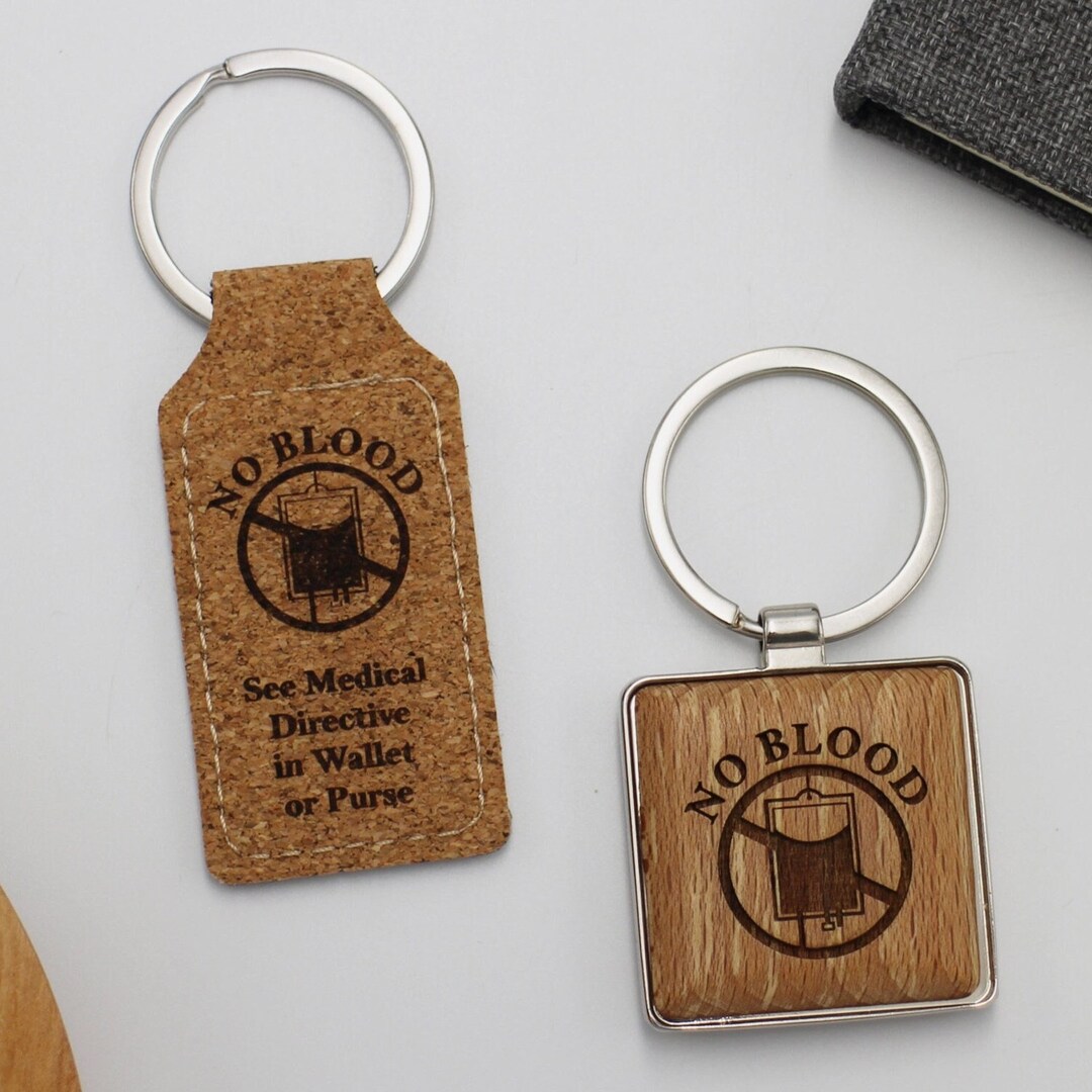 JW No Blood Keychain - Personalizable, Wood or Cork - Etsy