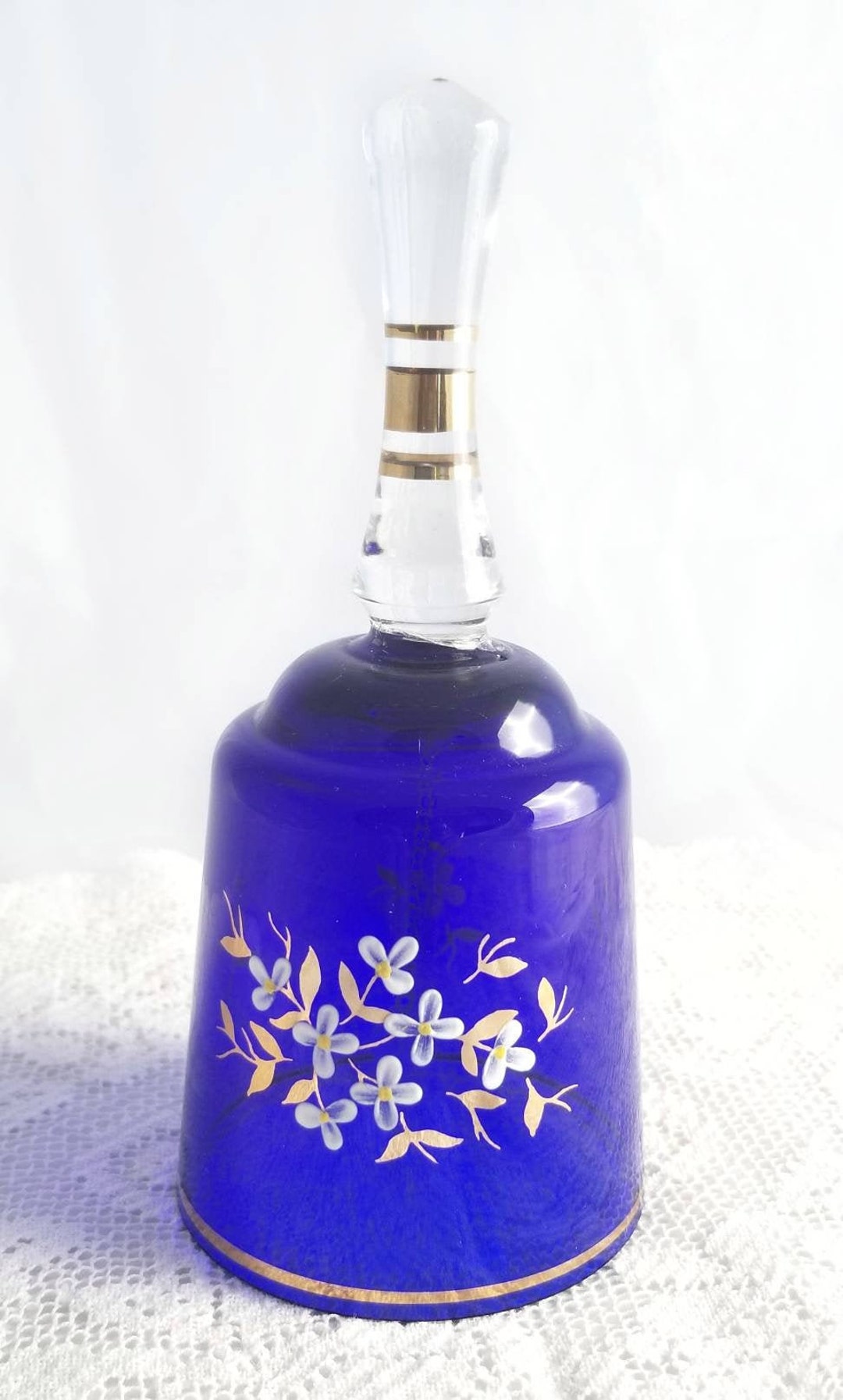 WEDDING BELL, Cobalt Blue & Gold Bohemia Crystal Bell, Wedding Table ...