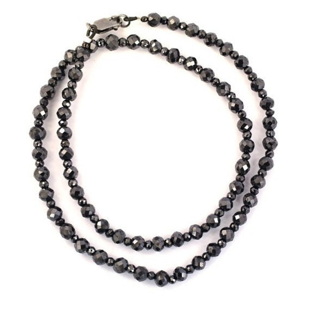 4mm-7mm Black Diamond Chain Necklace With Black Gold Clasp, Length 16 ...