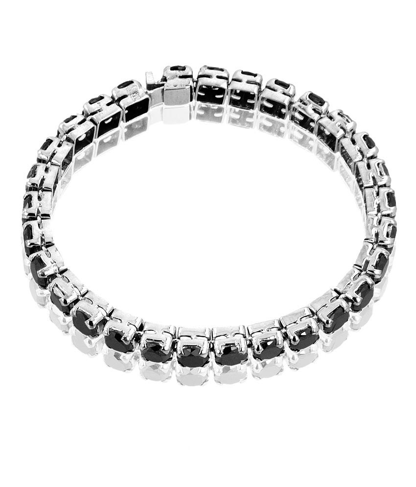 Black Diamond Tennis Bracelet With 925 Sterling Silver Round Etsy