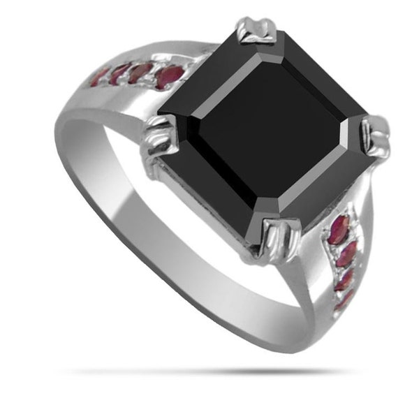 Ruby Black Diamond Ring - Etsy