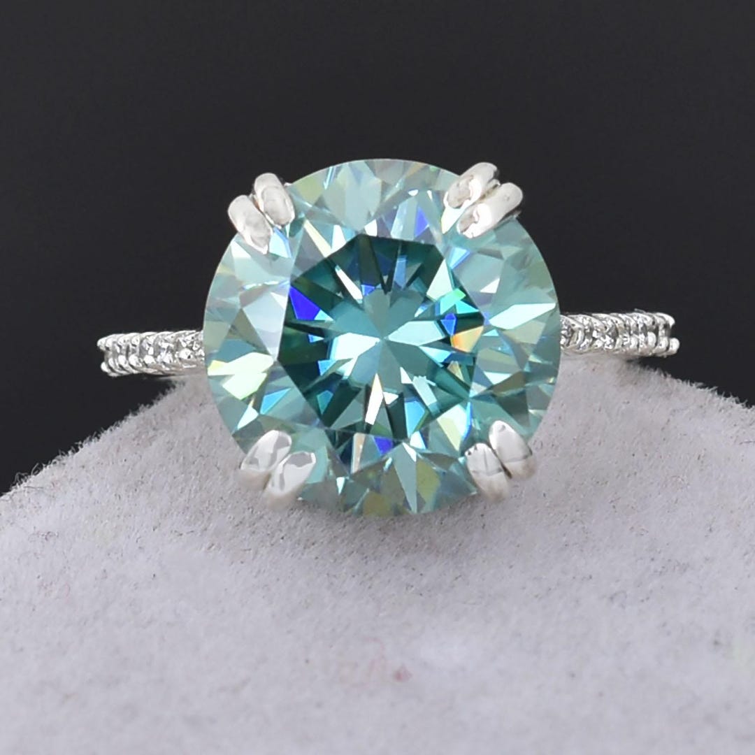 6.00 Ct Lab Created Blue Diamond Ring With Accents, Birthday Gift ...