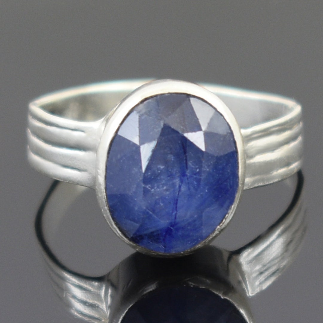 4.25 Ratti-9.25 Ratti Blue Sapphire Ring, Neelam Astrological Sterling ...