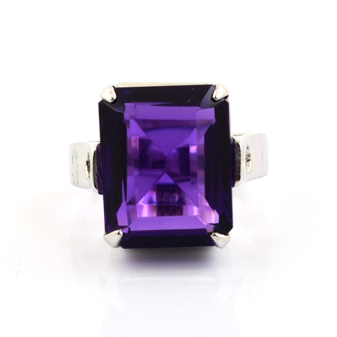 Emerald Cut Amethyst Gemstone Ring in Sterling Silverbirthday | Etsy