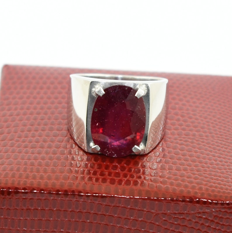 5cts Ruby Gemstone Astrological Ring in Sterling Silver, Men's Ring in ...