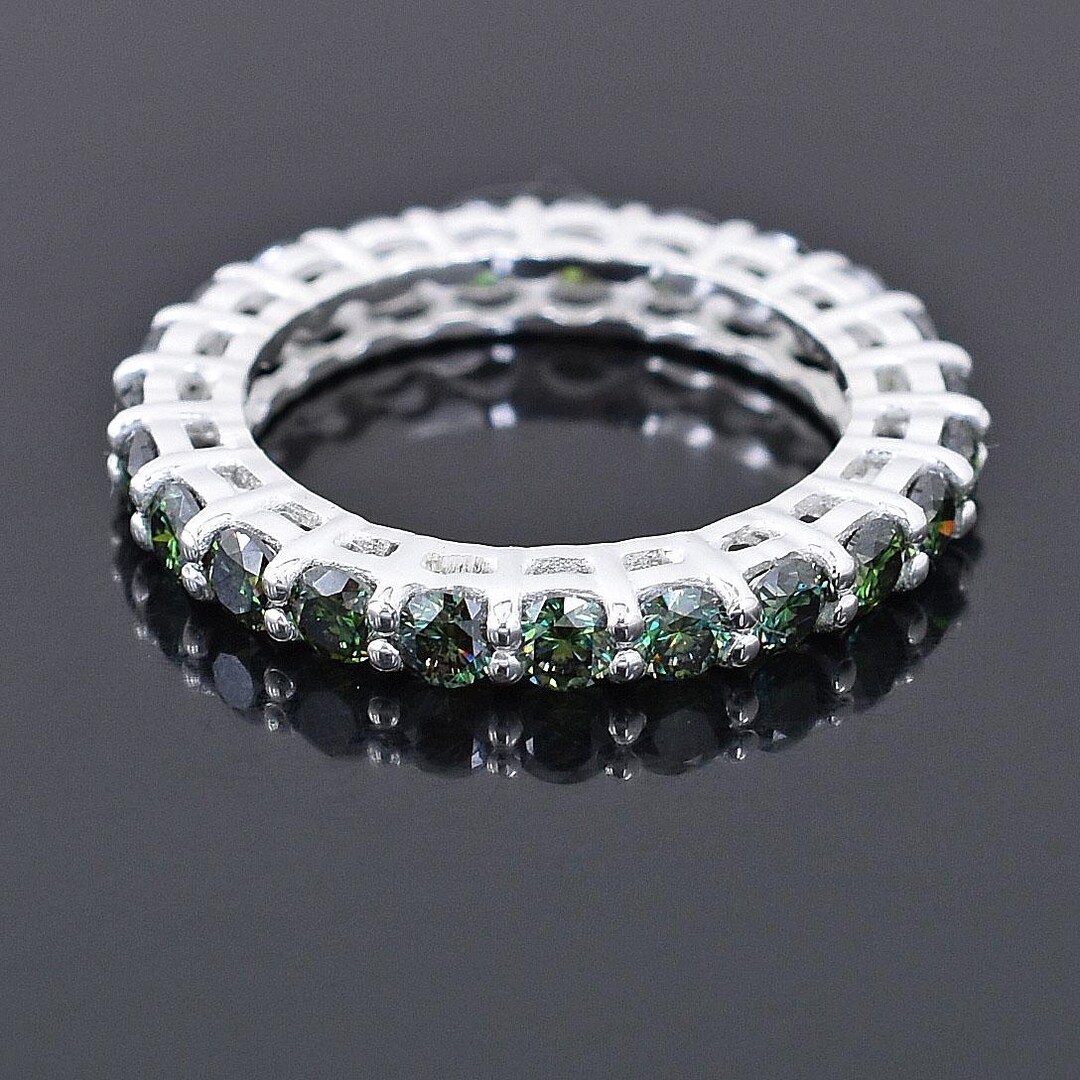 3mm Lab Created Blue Diamond Band Ring, Promise Ring, Wedding Gift ...