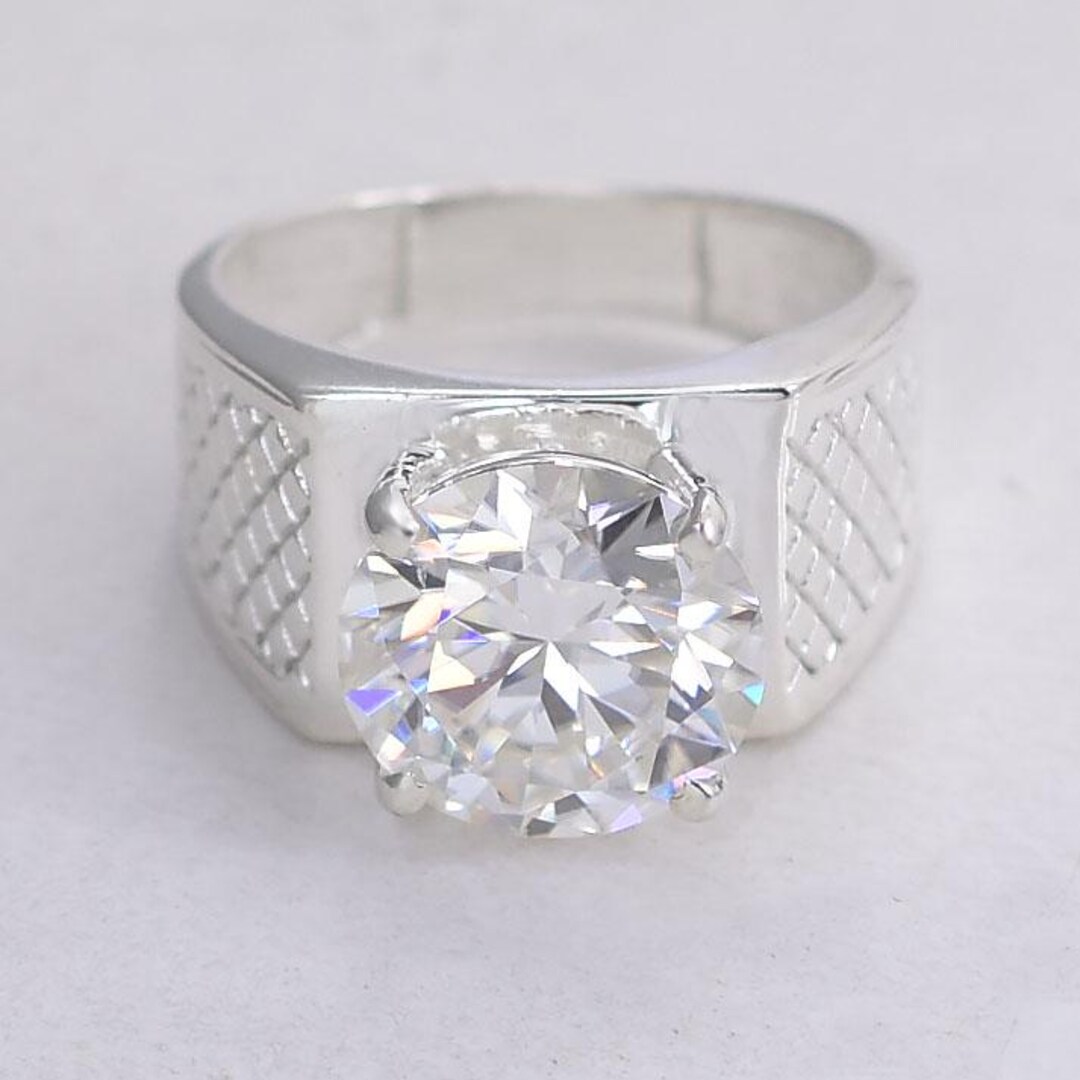 Amazing 6.35ct,lab Created White Diamond ,white Solitaire Ring, Men's ...