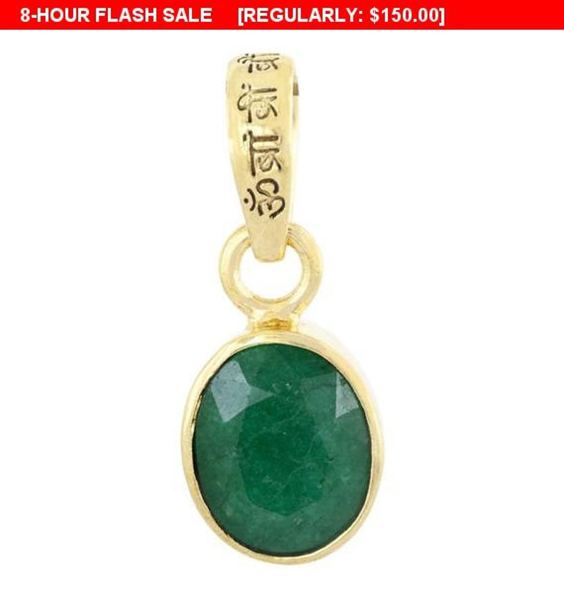 Energized Emerald Gemstone Mantra Pendant for Mercury Planet | Etsy