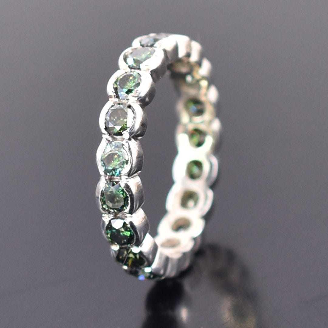 3mm Lab Created Blue Diamond Band Ring, Elegant & Dainty Design - Etsy