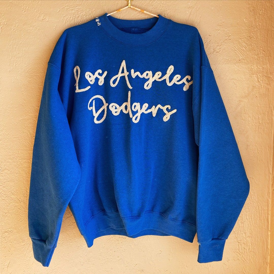 Hand Embroidered Los Angeles Dodgers Crew Sweatshirt - Etsy