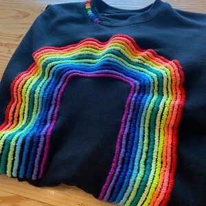 Hand Embroidered Rainbow Sweatshirt - Etsy