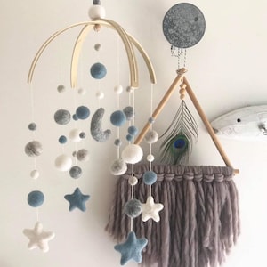 Felt Baby Mobile Standard Double Arch With Felt Moon & Stars - Etsy