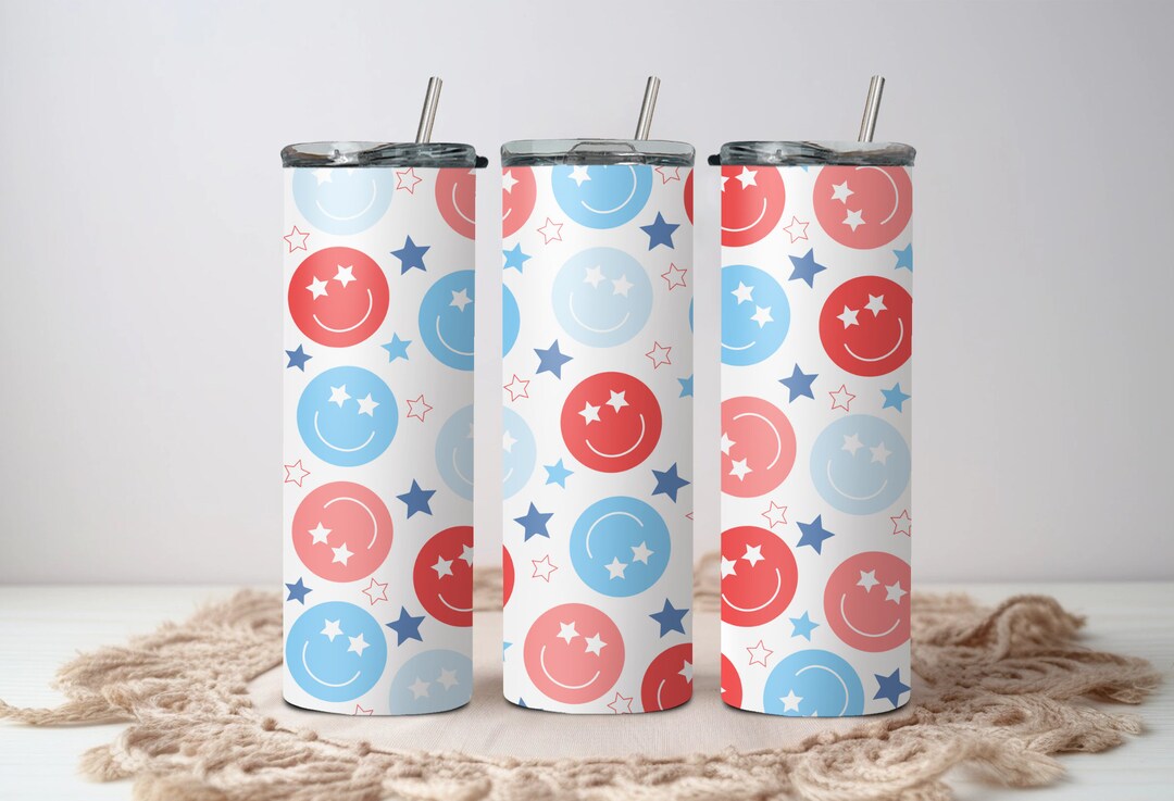 Retro Smiley Face Seamless Skinny Tumbler Wrap 20 Oz Skinny Tumbler ...