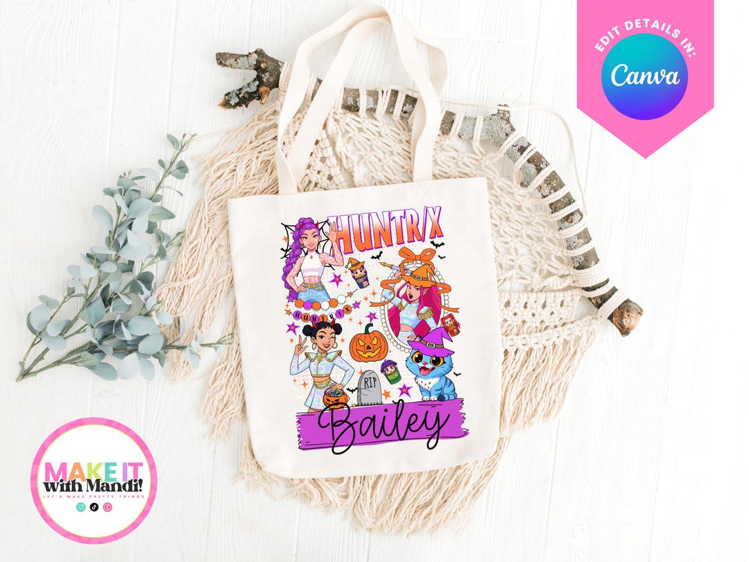 CANVA TEMPLATE Kpop Demon Hunter Trick or Treat Bag Design for Halloween | Trick or Treat Bag ...