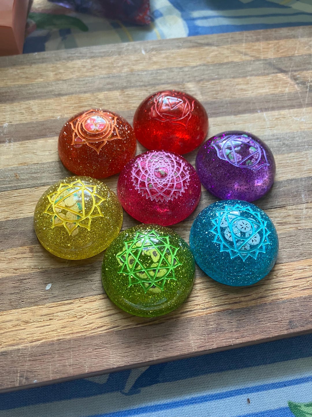 Set of 7 Resin Chakra Runes - Etsy