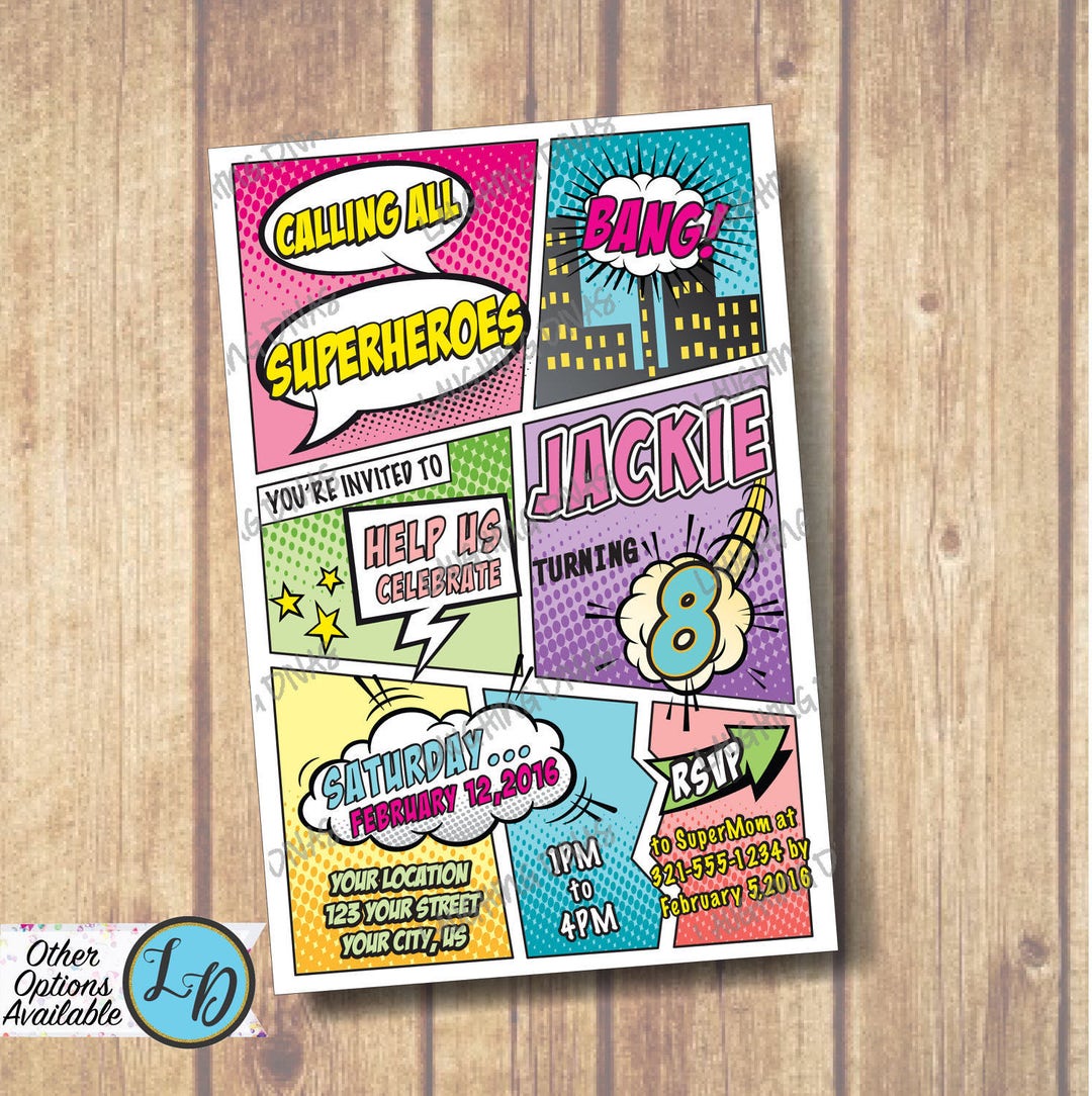 Superhero Comic Invitation Comic Book Page Invite Comic - Etsy