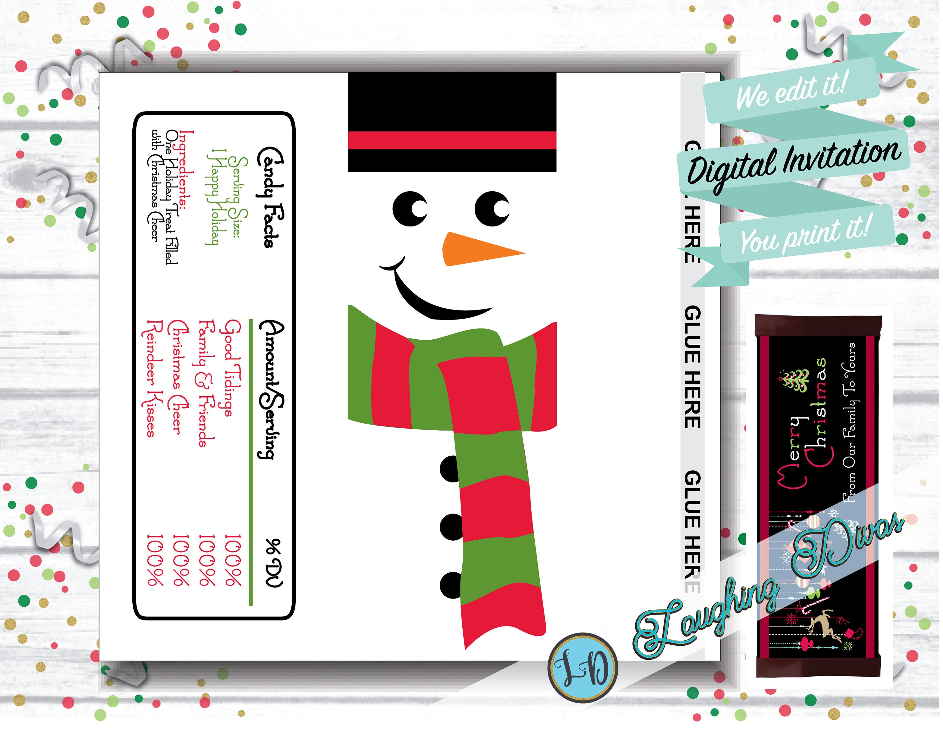 Holiday Chocolate Bar Wrappers,sweets & Treats,christmas Candy Wrappers ...