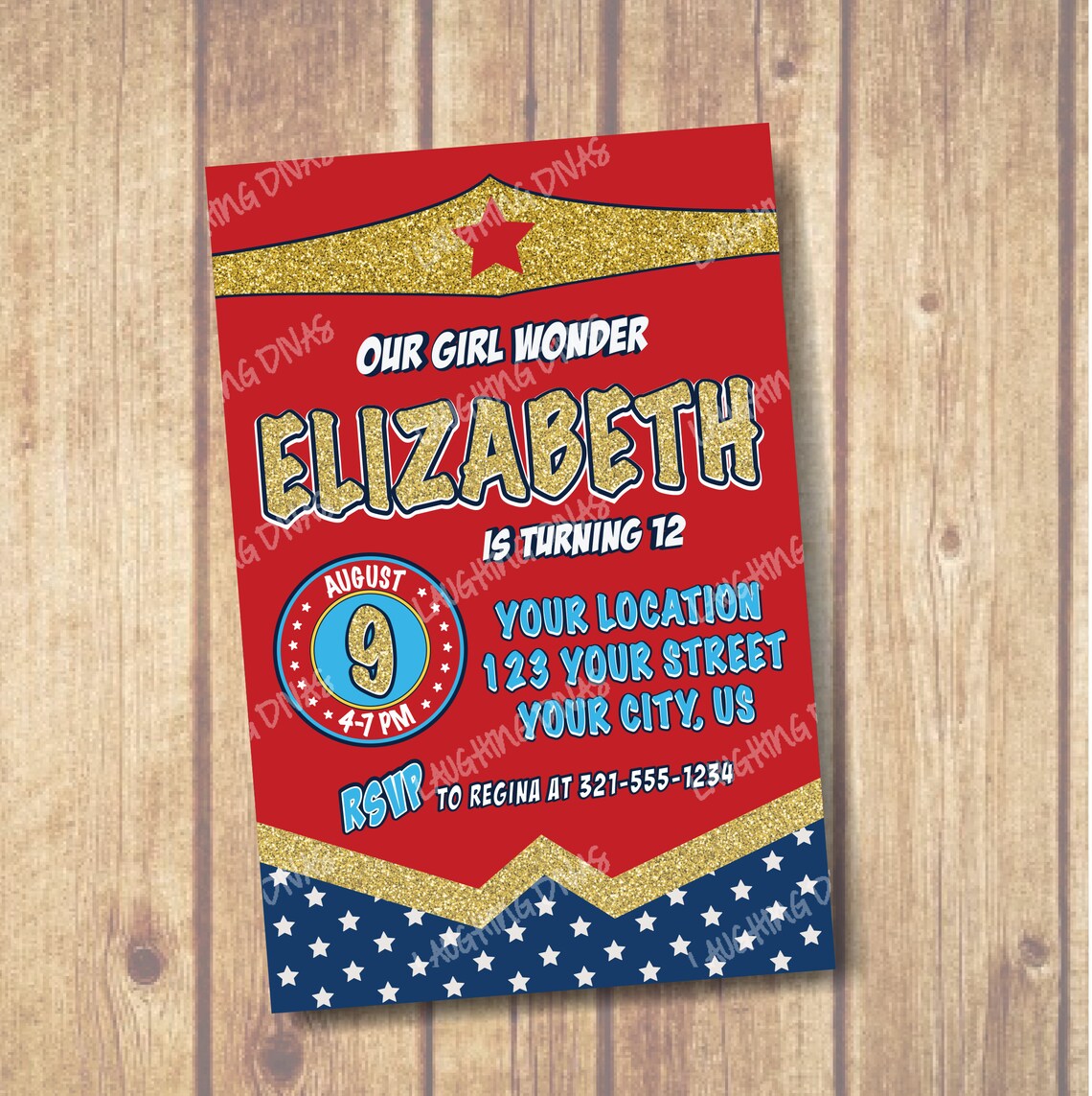 Wonder Woman Inspired Birthday Invite Superhero Invitation Girl ...