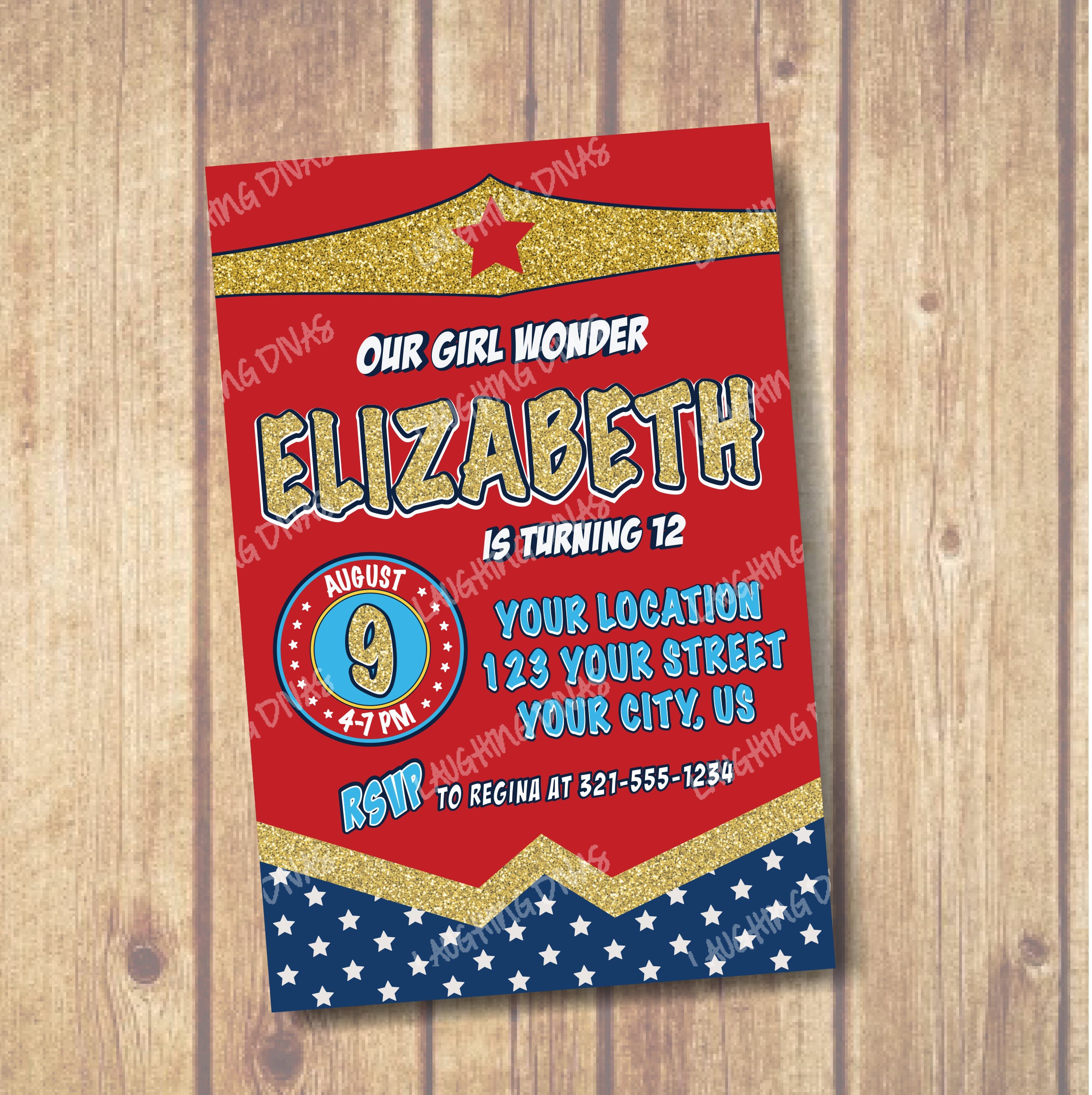 Wonder Woman Inspired Birthday Invite Superhero Invitation Girl ...