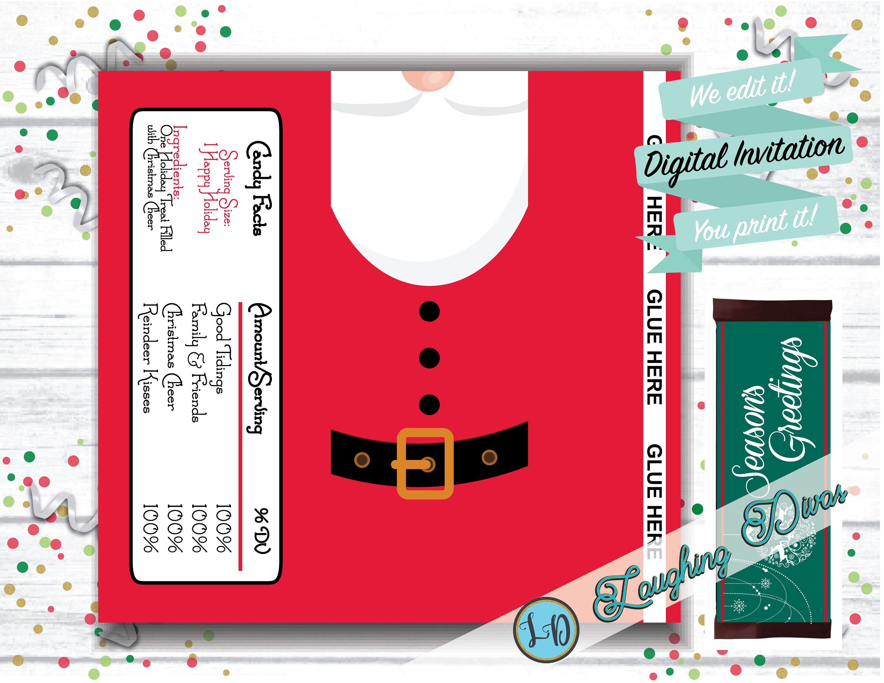 Holiday Chocolate Bar Wrappers,sweets & Treats,christmas Candy Wrappers ...