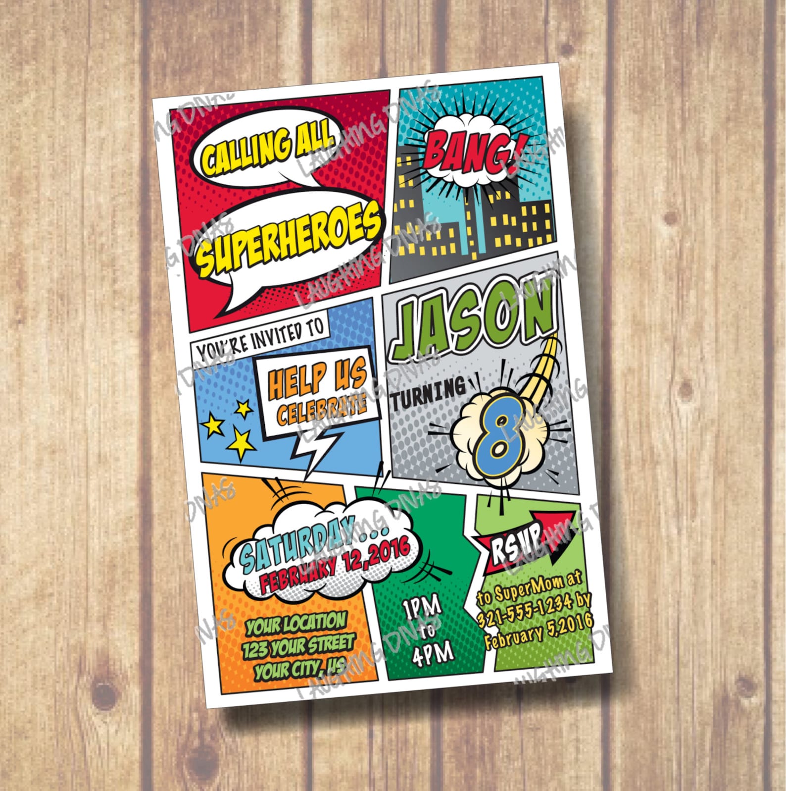 Superhero Comic Invitation Comic Book Page Invite Comic - Etsy