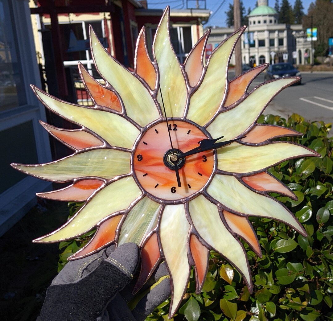 Fire Sun Clock Stained Glass Suncatcher 12 - Etsy