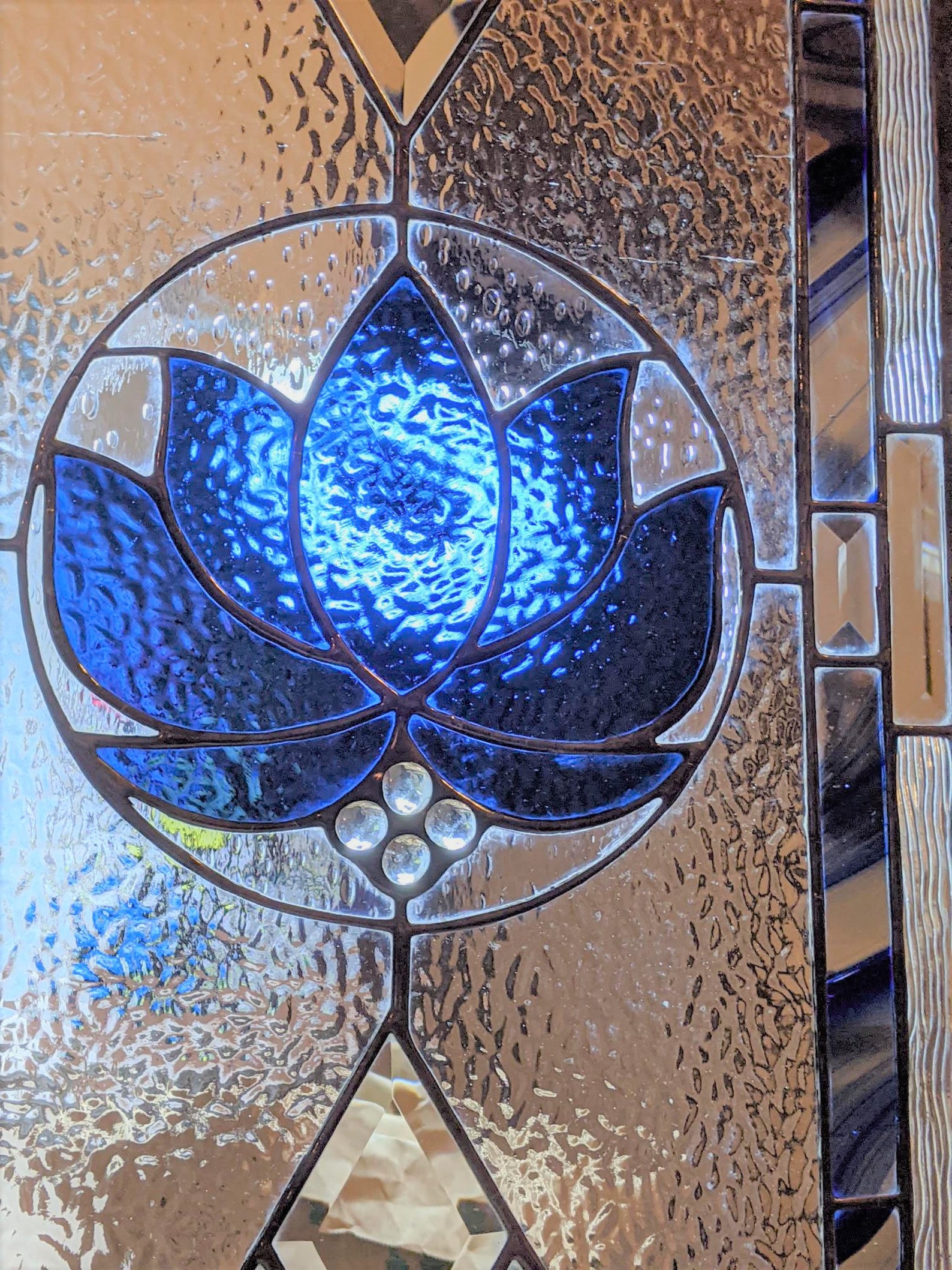 Stained Glass Lotus Privacy Window Transom Suncatcher Etsy