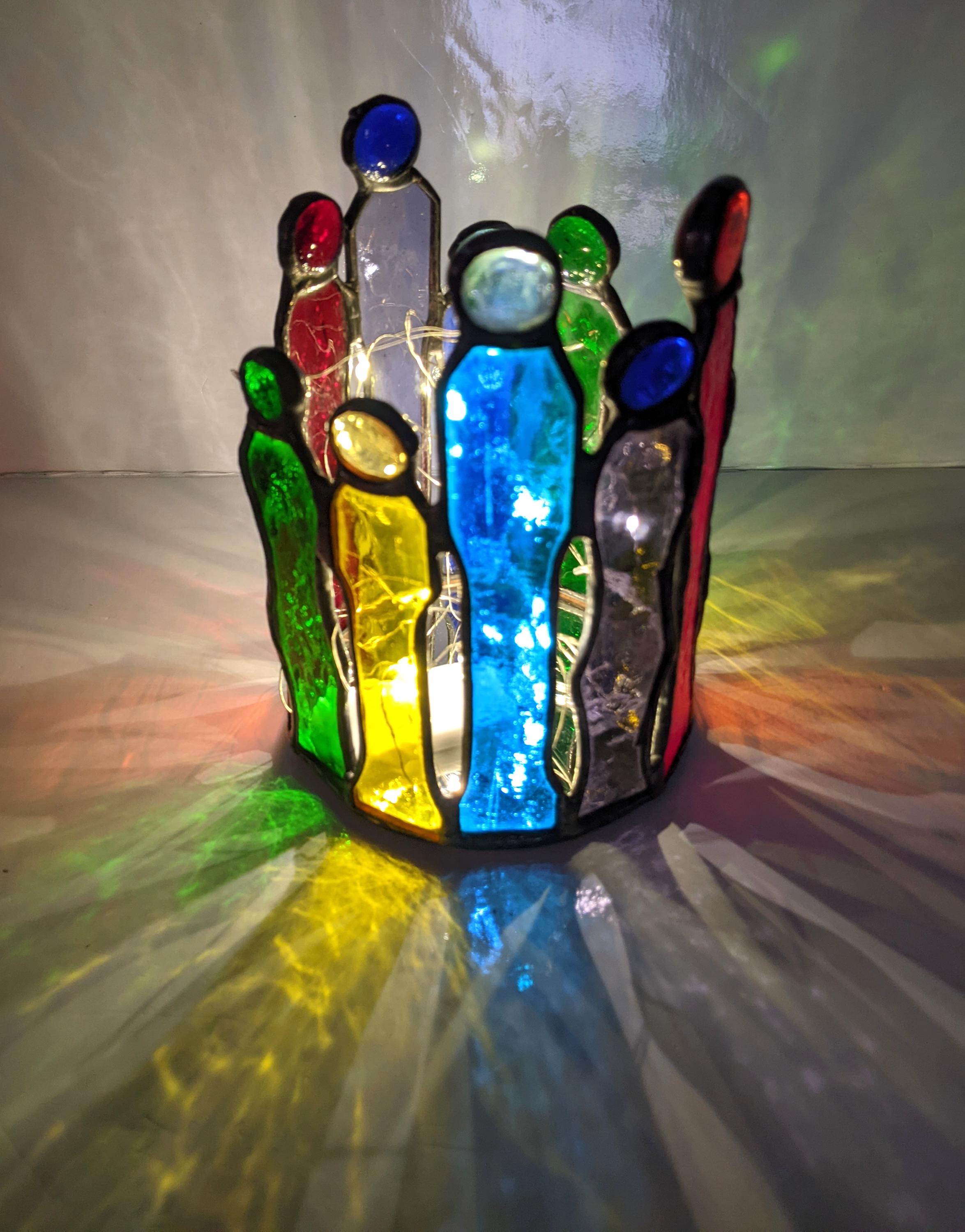 Personalized Stained Glass Family & Friends Candle Holder - Etched ...