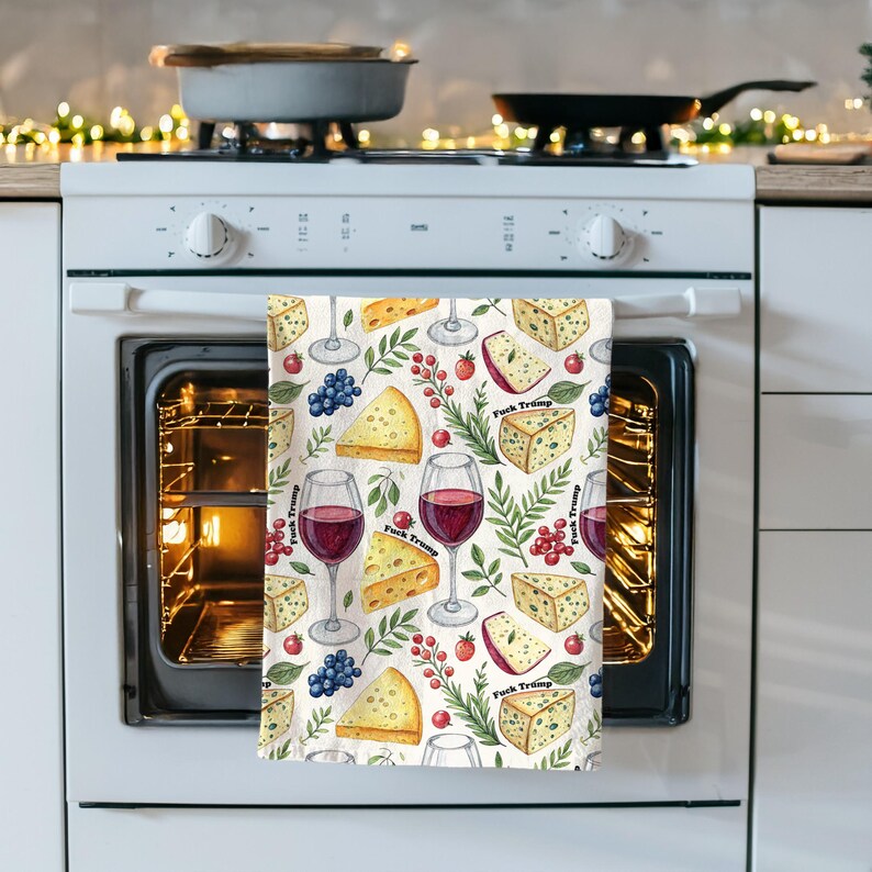 Wine and Cheese Anti Trump Hand Towel, Subtle F Trump Dish Towel ...