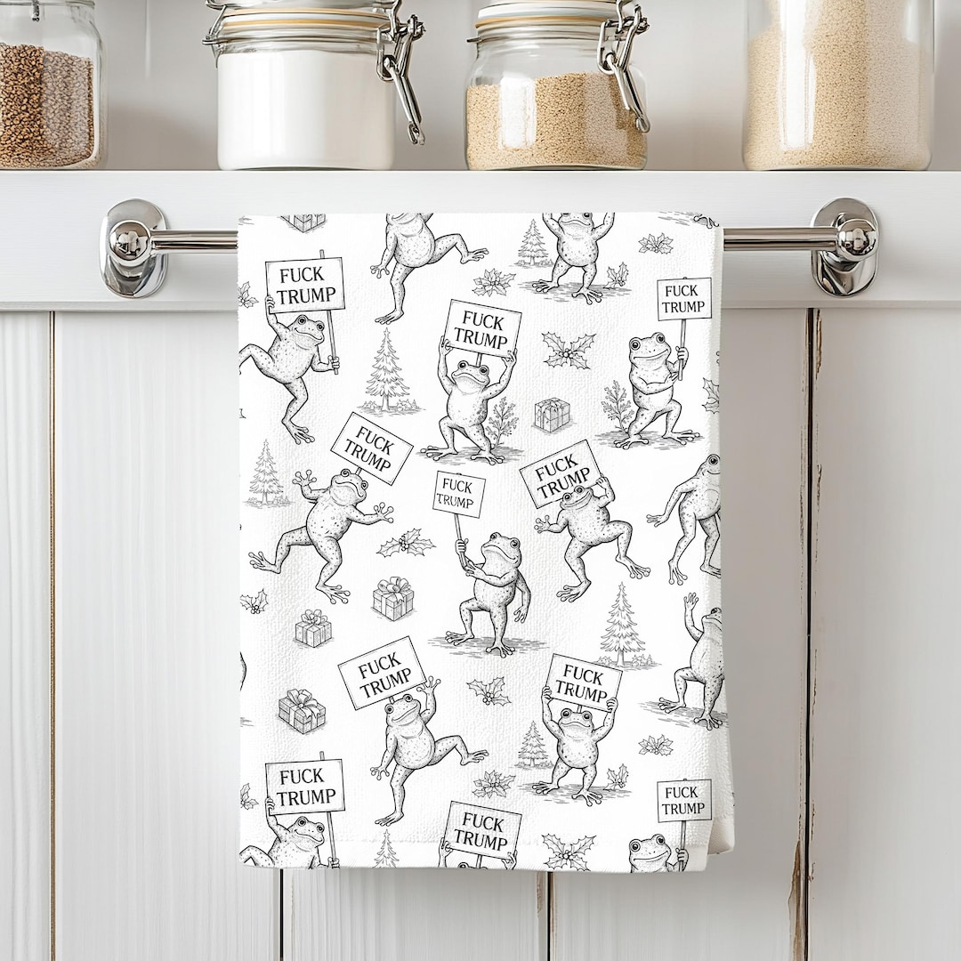 Subtle F*ck Trump Towel, Dancing Portland Frog Hand Towel, Toile De ...