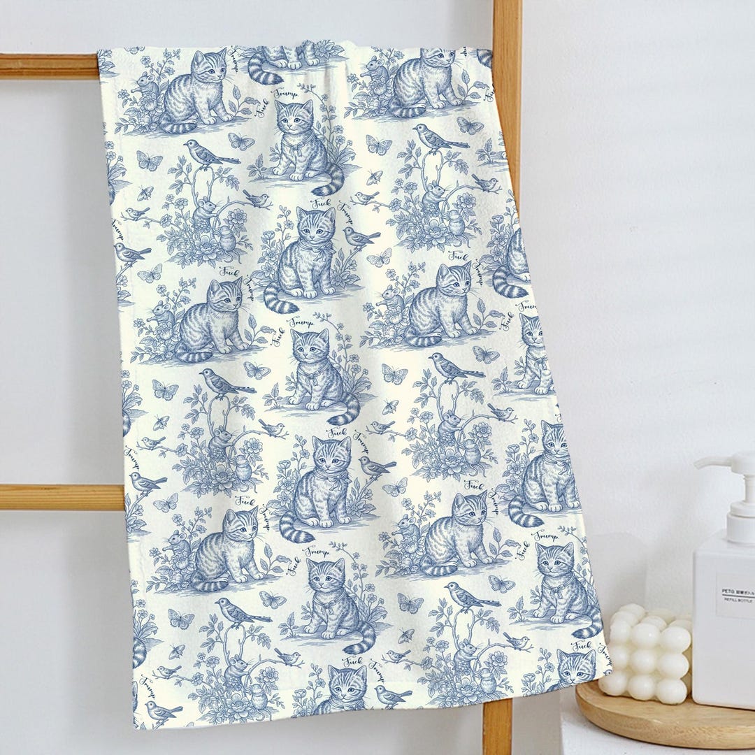 Subtle F Trump Hand Towel, Anti Trump Kittens Toile De Jouy Design, Tea ...