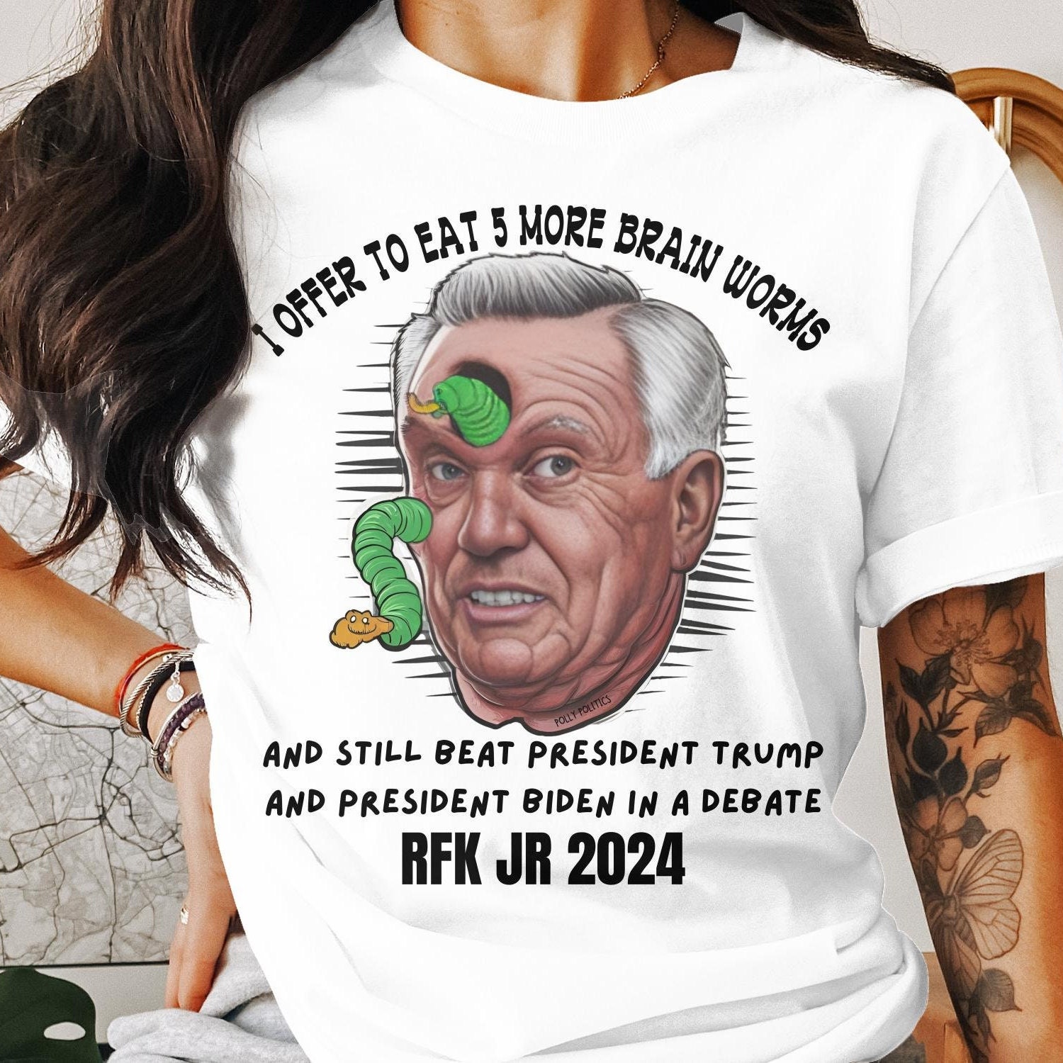 RFK JR Brain Worms T-shirt, Funny Robert F Kennedy Tee, Political Humor ...