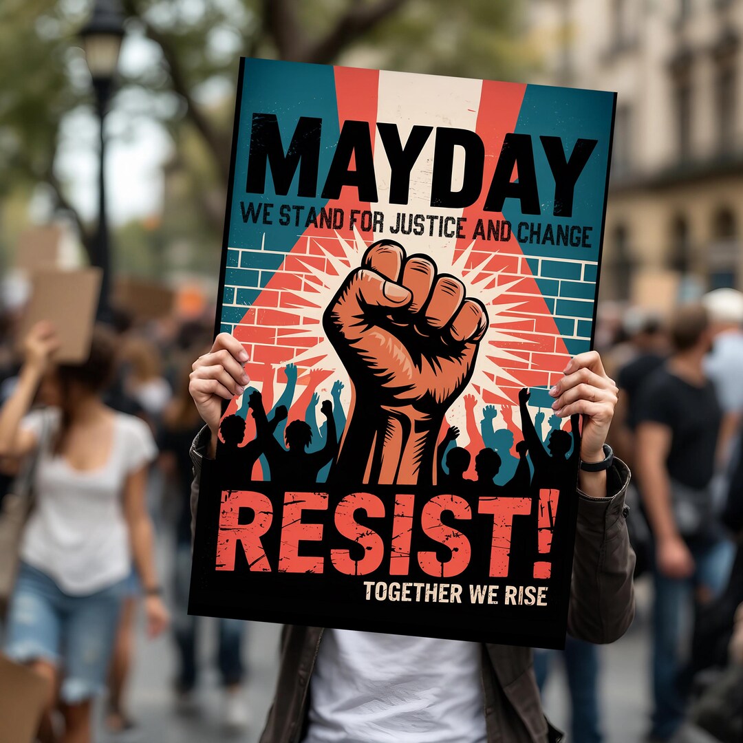 Mayday Protest Sign, Digital Art, Png File, 18 X 24" Resist Sign for ...