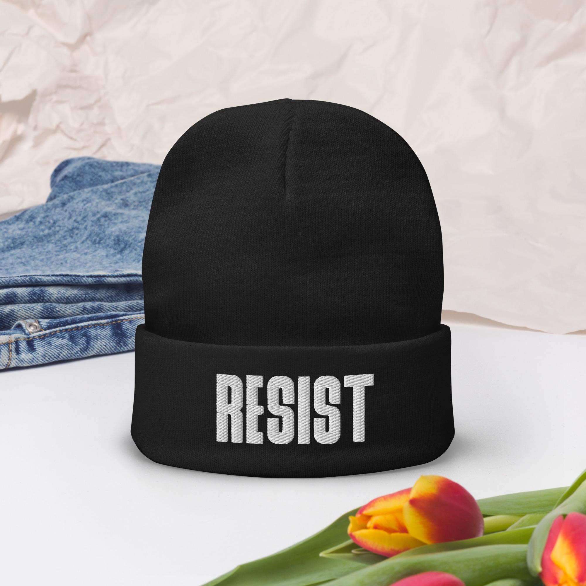 Resist Embroidered Knit Beanie, Resistance Skull Cap - Etsy