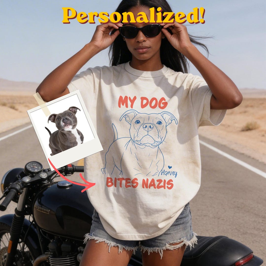 Custom Photo Drawing Dog T-shirt, Long Sleeve, My Dog Bites Naz*s ...