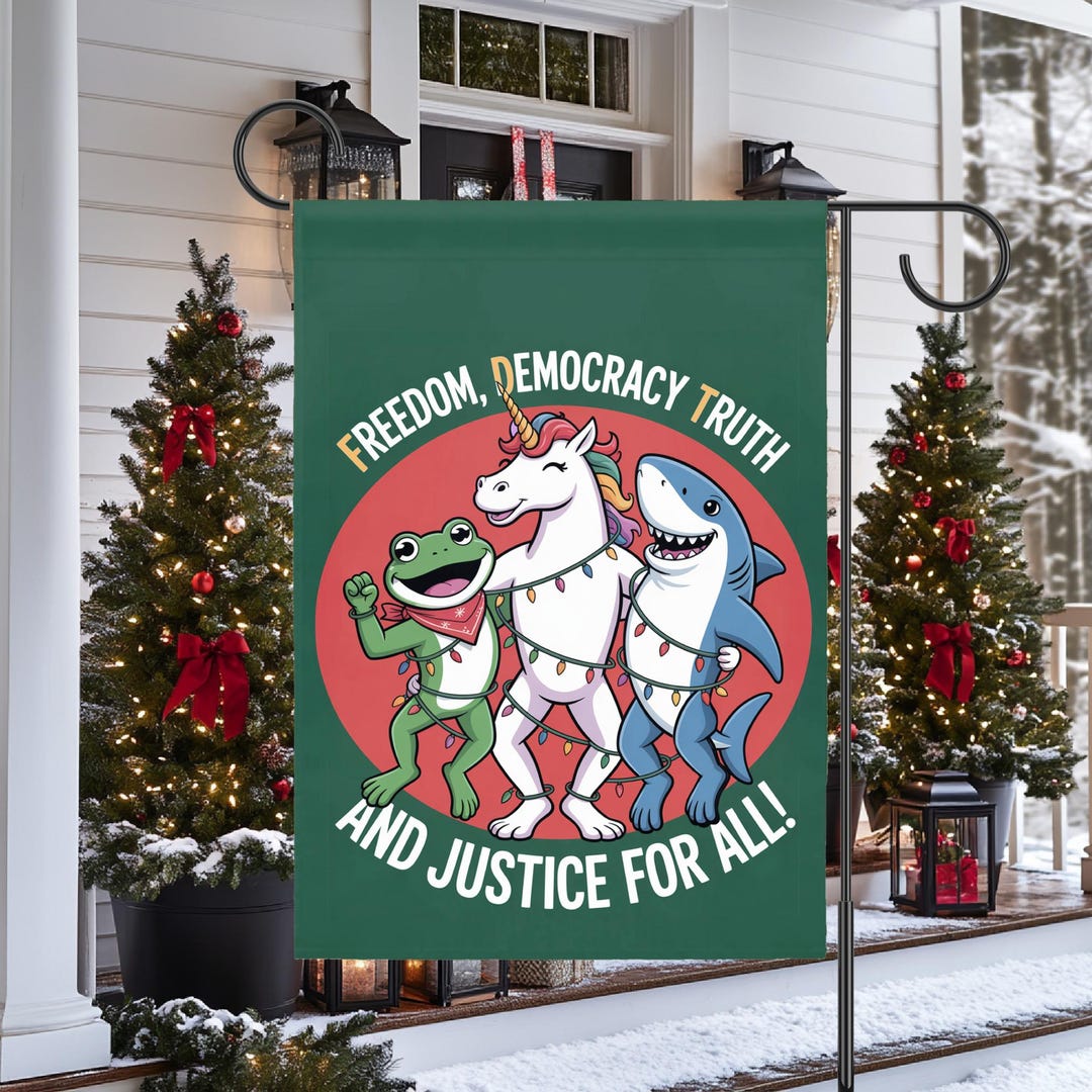Portland Protest Frog Christmas Flag, Freedom Democracy Truth Garden ...