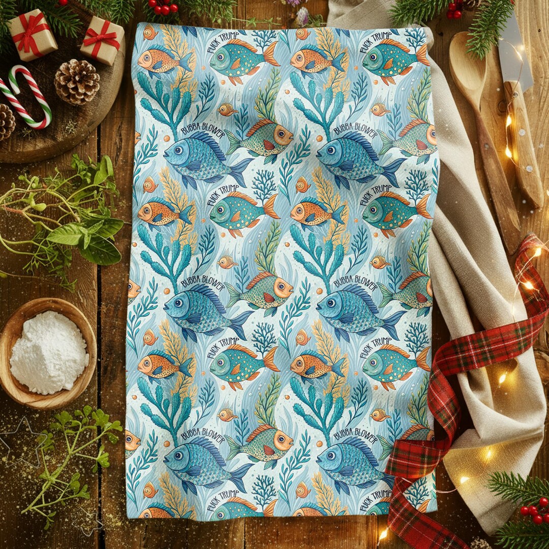 Anti Trump Blow Fish Bubba Hand Towel, Subtle F Trump Dish Towel ...