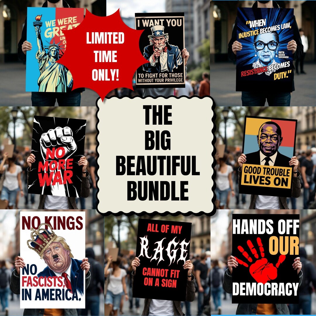 Bundle Good Trouble, No Kings, Abolish Ice, Due Process, Protest Sign ...