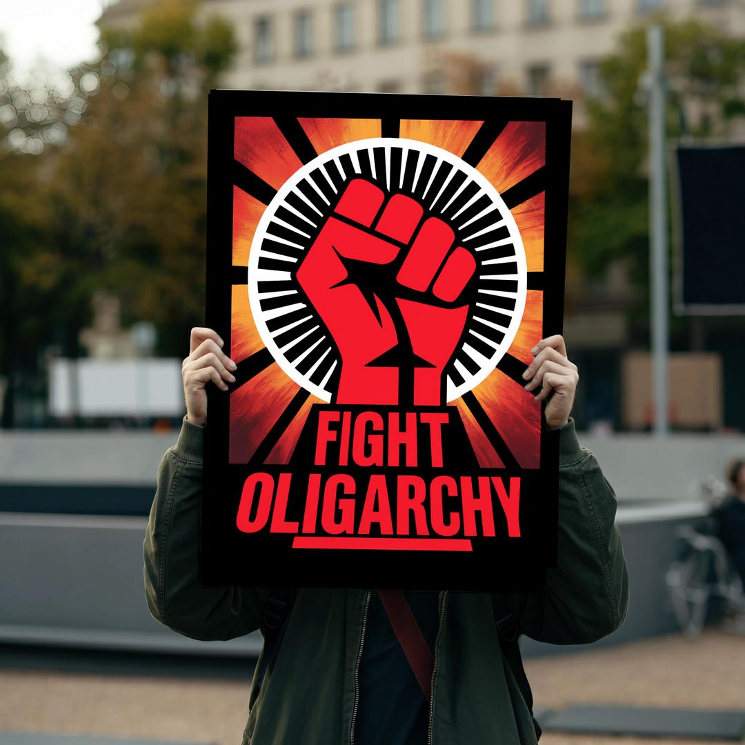 Fight Oligarchy Foam Board Protest Sign, No Kings in America, Fight ...