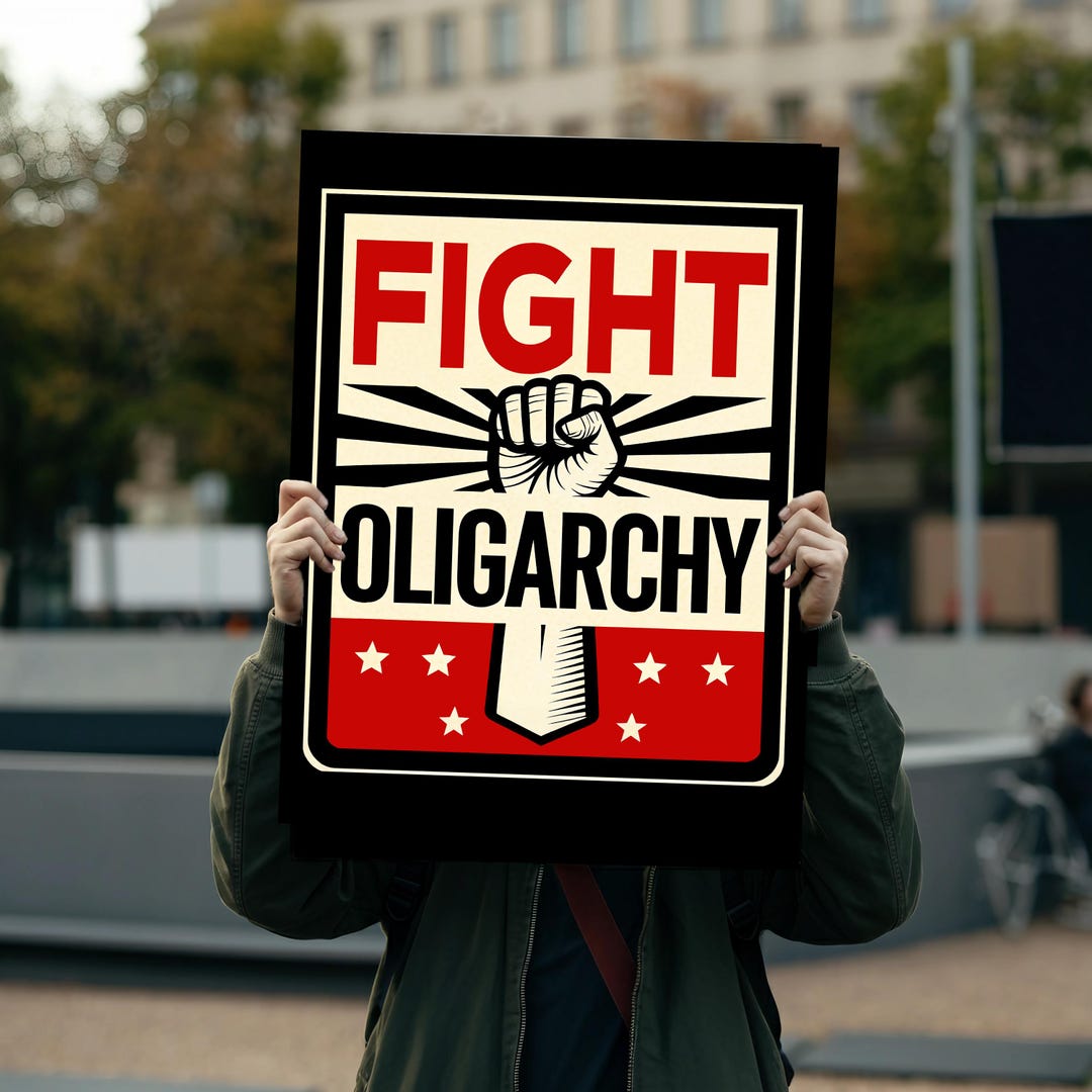 Fight Oligarchy Foam Board Protest Sign, No Kings in America, Fight ...