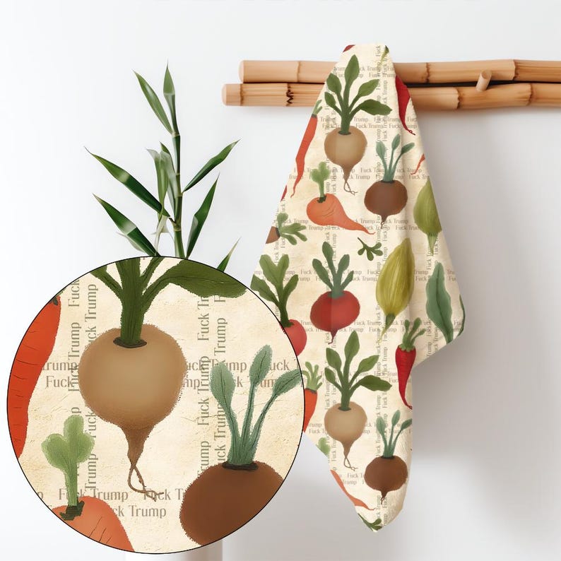 Anti Trump Word Plaid Vegetables Hand Towel, Kitchen Tea Towel, Dish ...